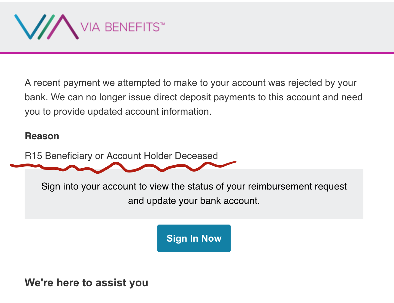 VIA benefits is incompetent – Codgerville